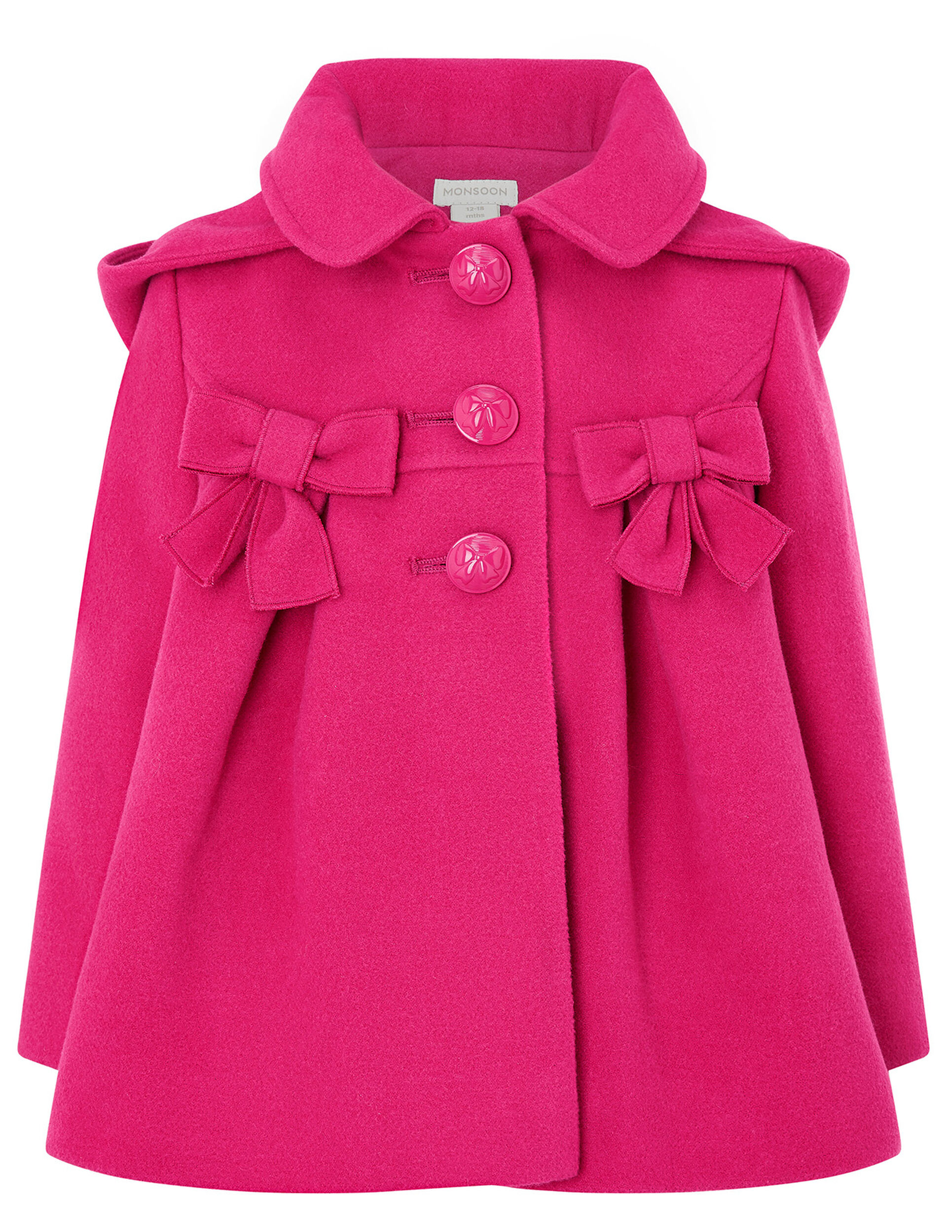 Baby Bow Hooded Coat Pink | Baby Girl Coats & Jackets | Monsoon UK.