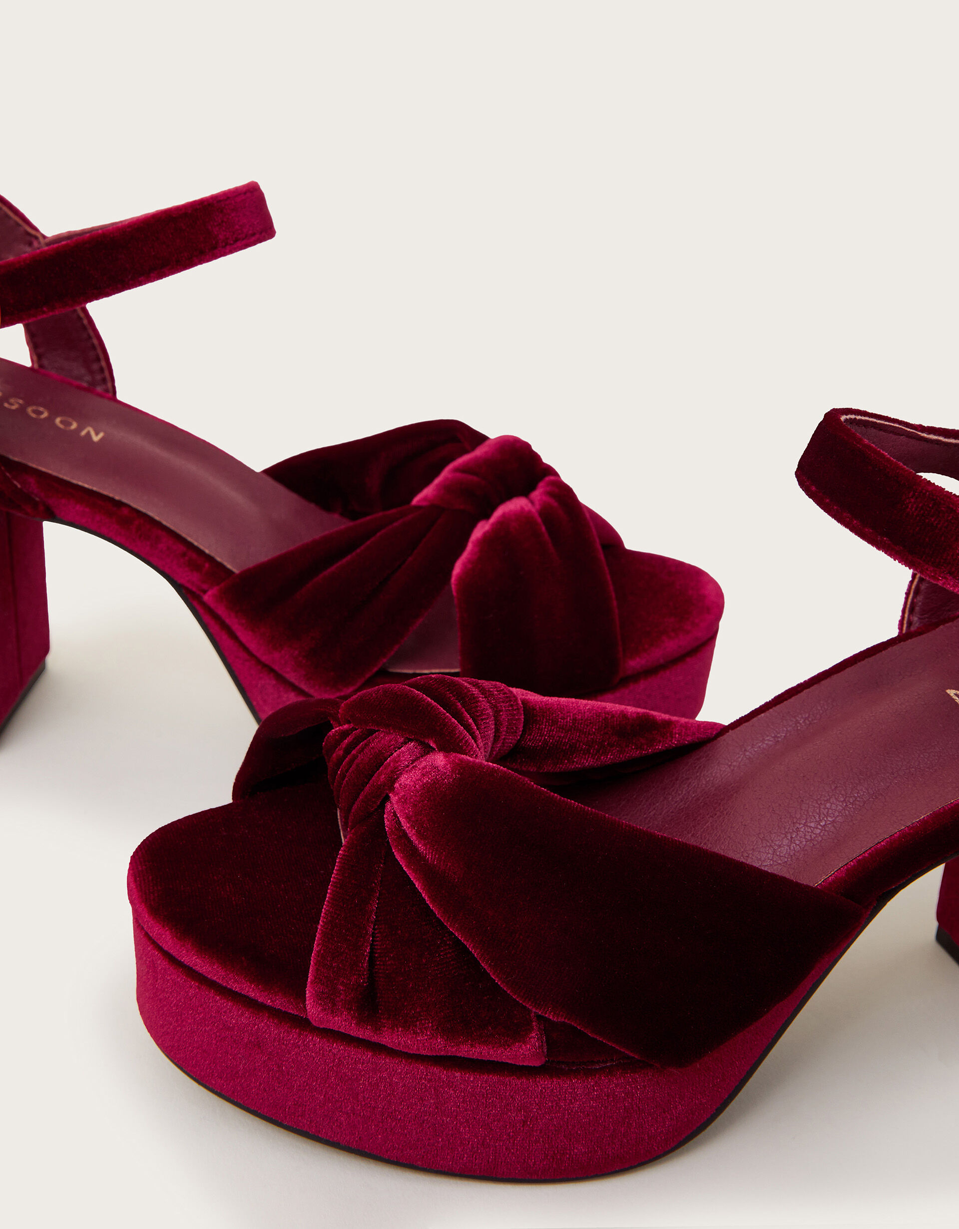 Nola Velvet Platform Heels Red