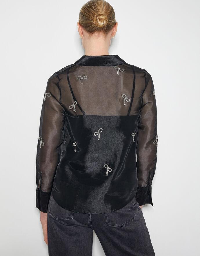 Betty Bow Organza Blouse Black