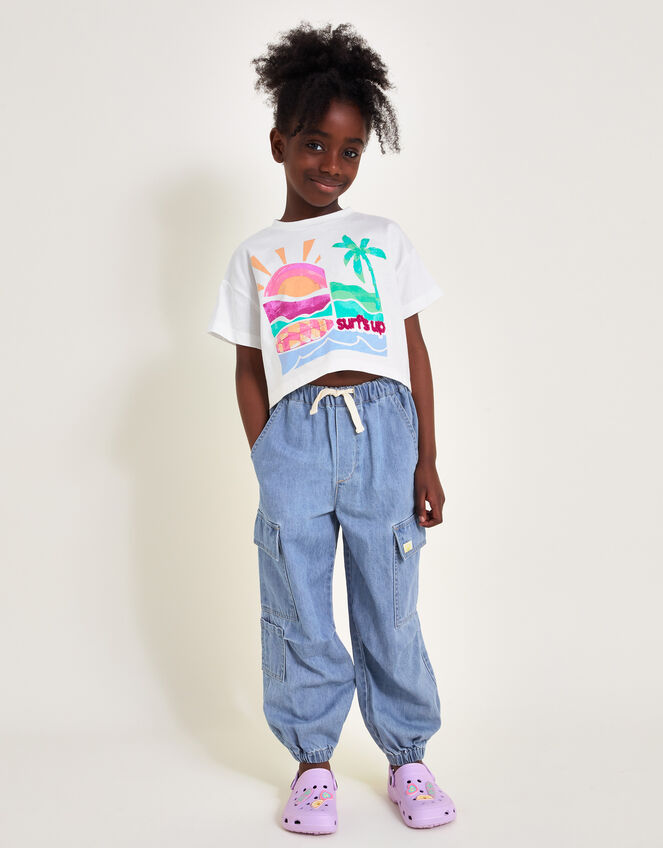 Denim Cargo Trousers Blue | Girls' Trousers & Shorts | Monsoon UK.