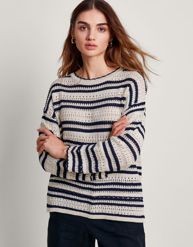 Sarah Stripe Jumper Ivory | Knitwear | Monsoon UK.