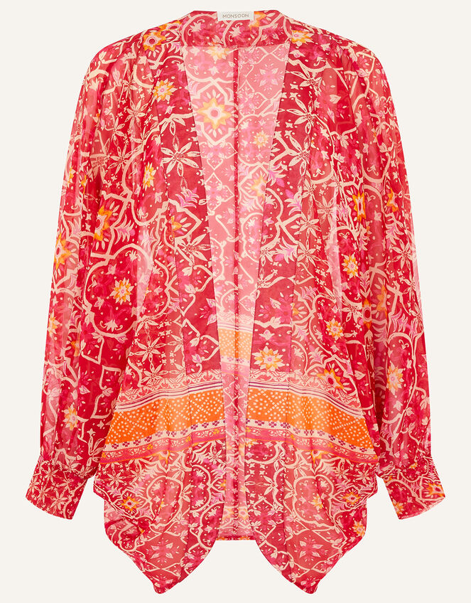 Border Print Cocoon Cover-Up