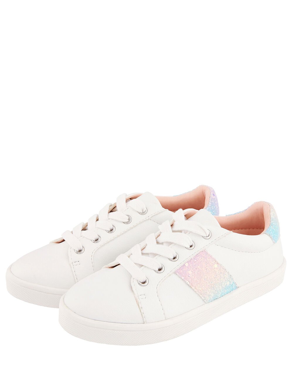 Pastel Rainbow Glitter Trainers Ivory | Girls' Flat Shoes | Monsoon UK.
