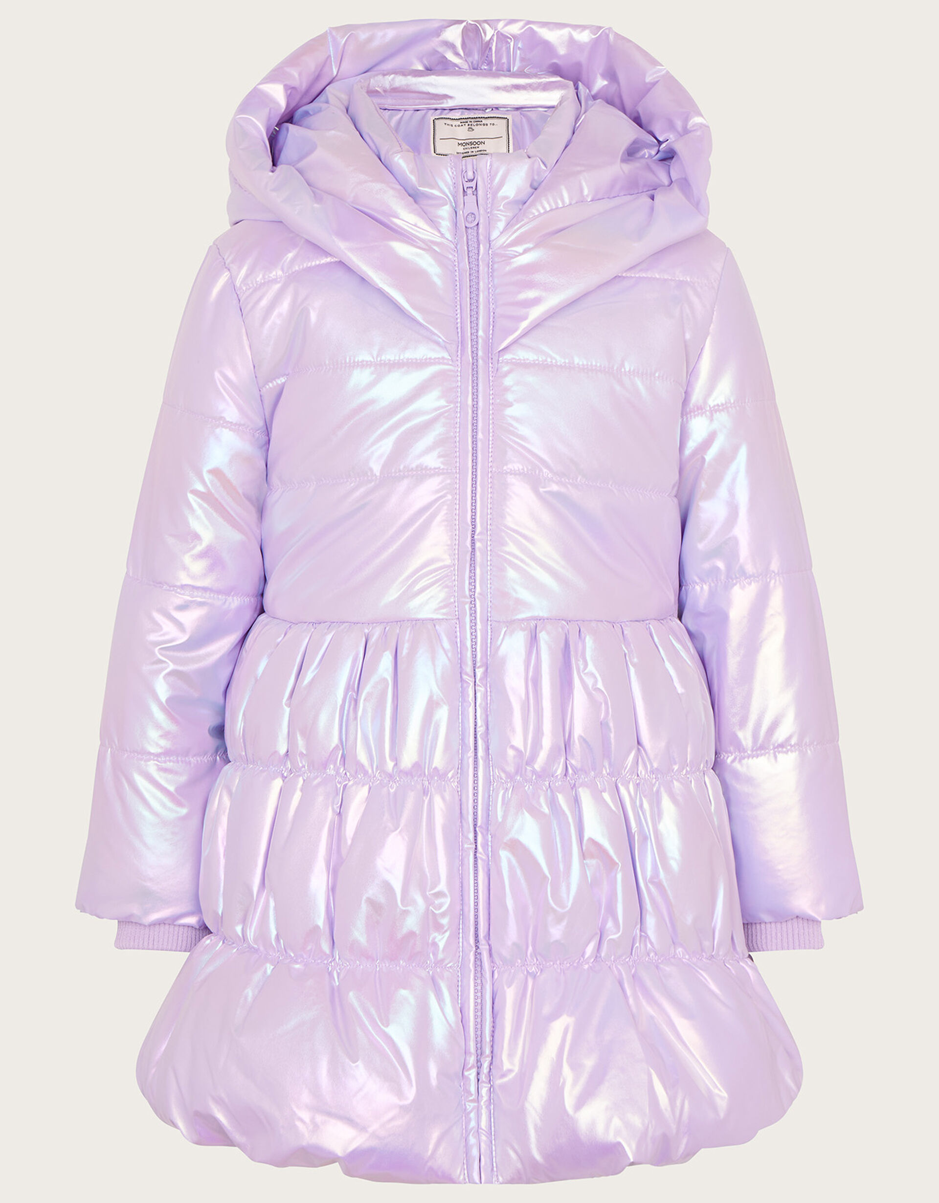 Hooded Metallic Puffer Coat Purple | Girls' Coats & Jackets | Monsoon UK.