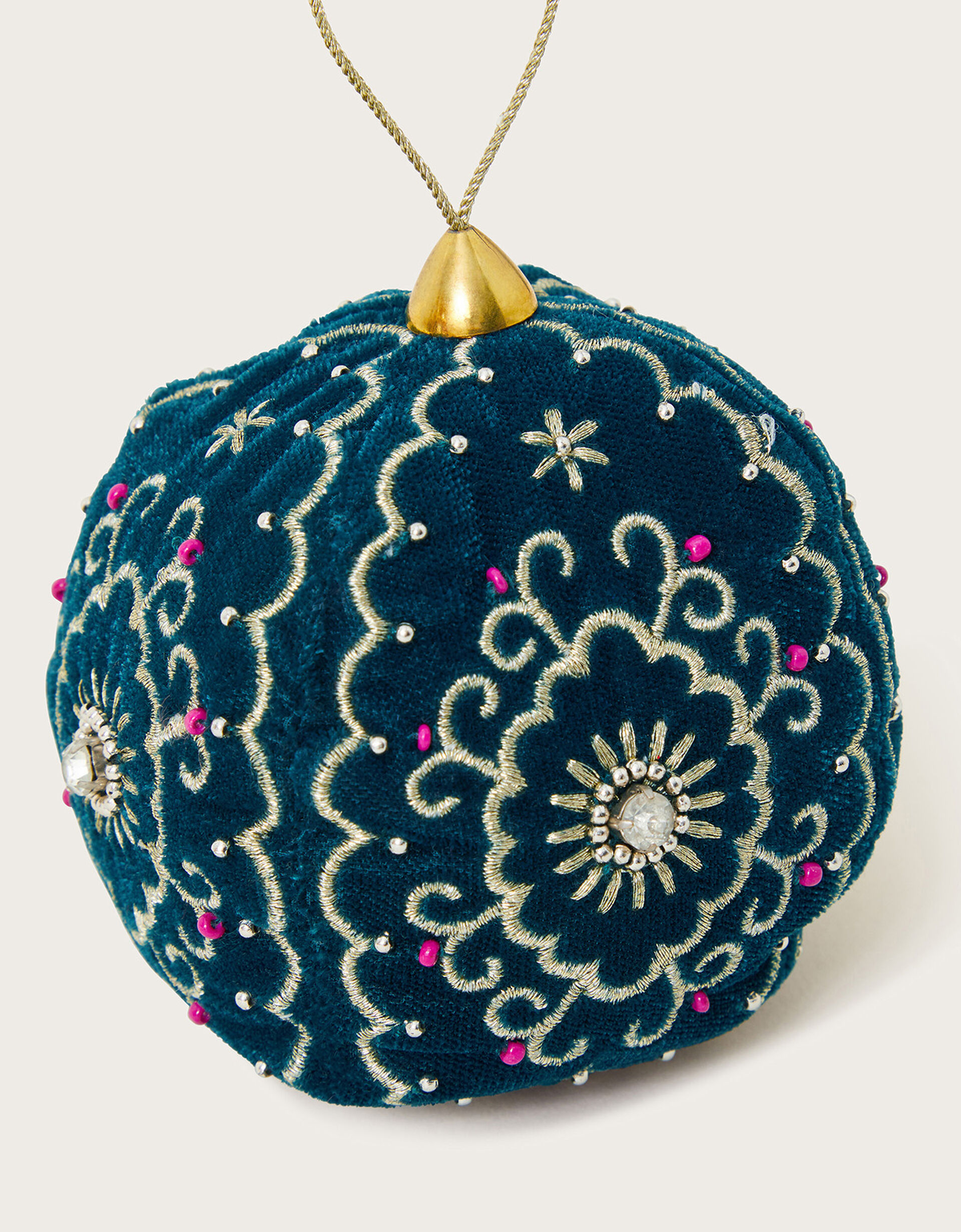 Round Embellished Velvet Bauble