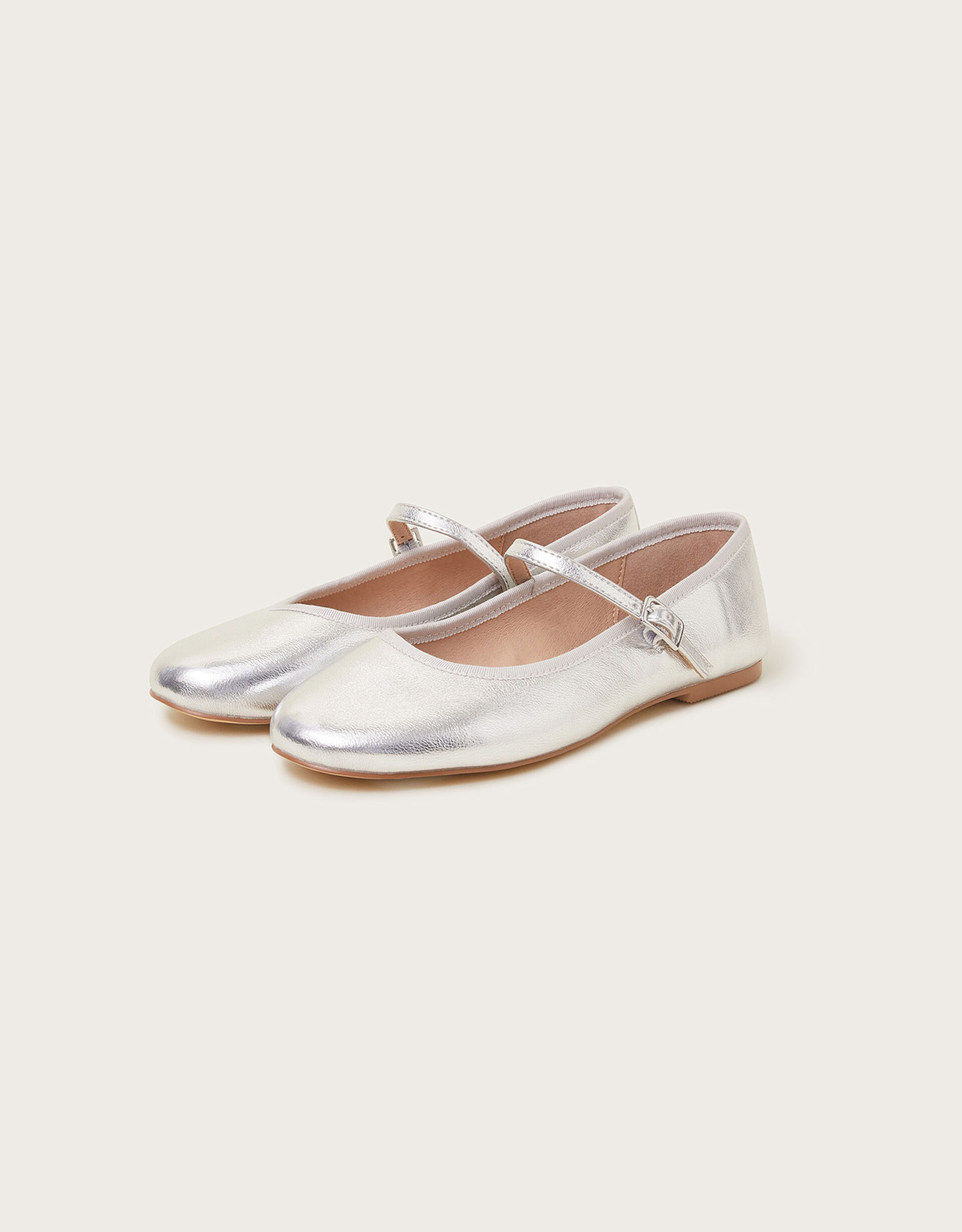 Mary Jane Flats Silver | Women's Shoes | Monsoon UK.