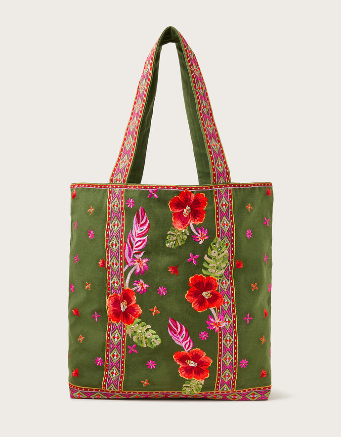 Floral Embroidered Tote Bag