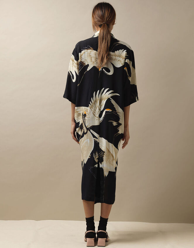 One Hundred Stars Stork Print Dress Black