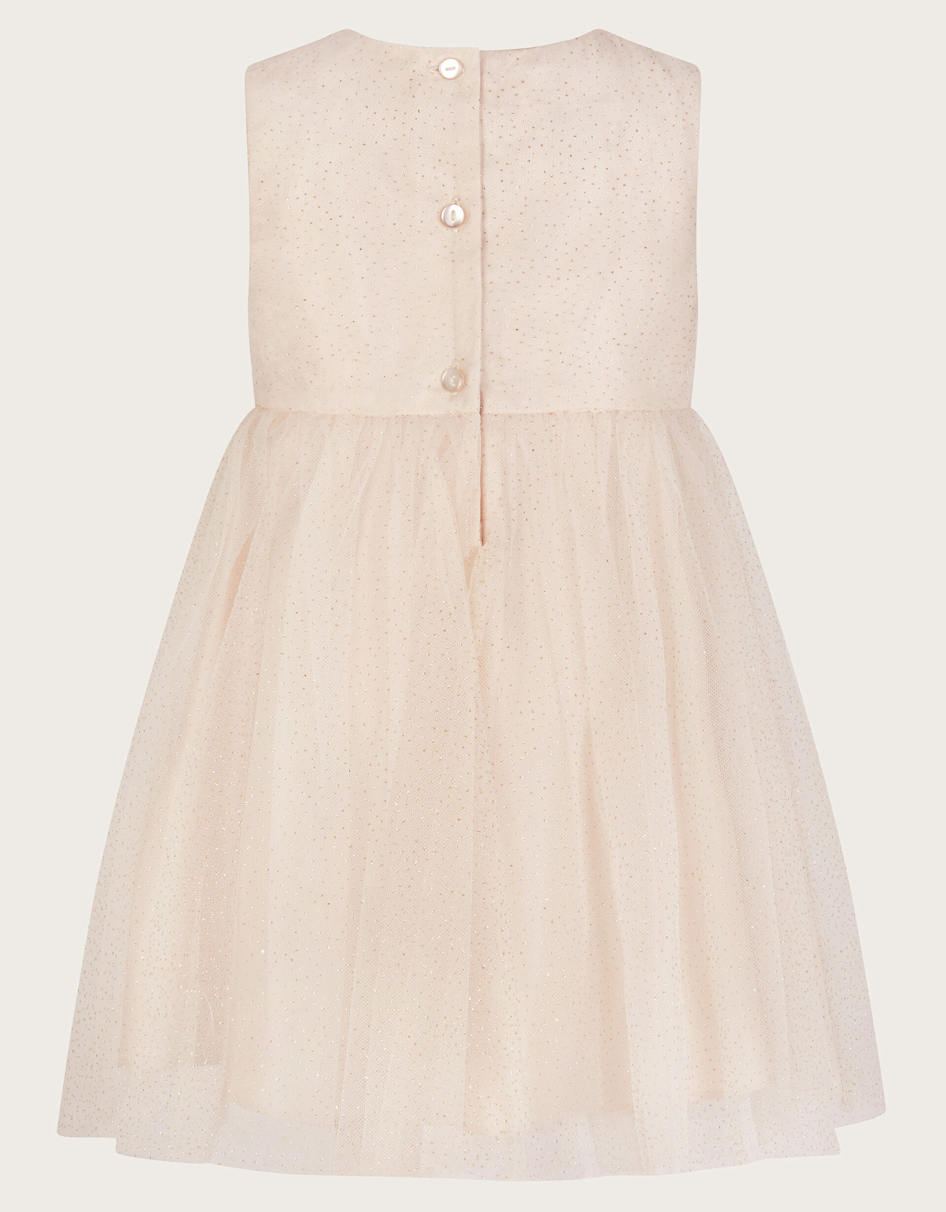 Baby Darcie 3D Flower Glitter Tulle Dress Gold