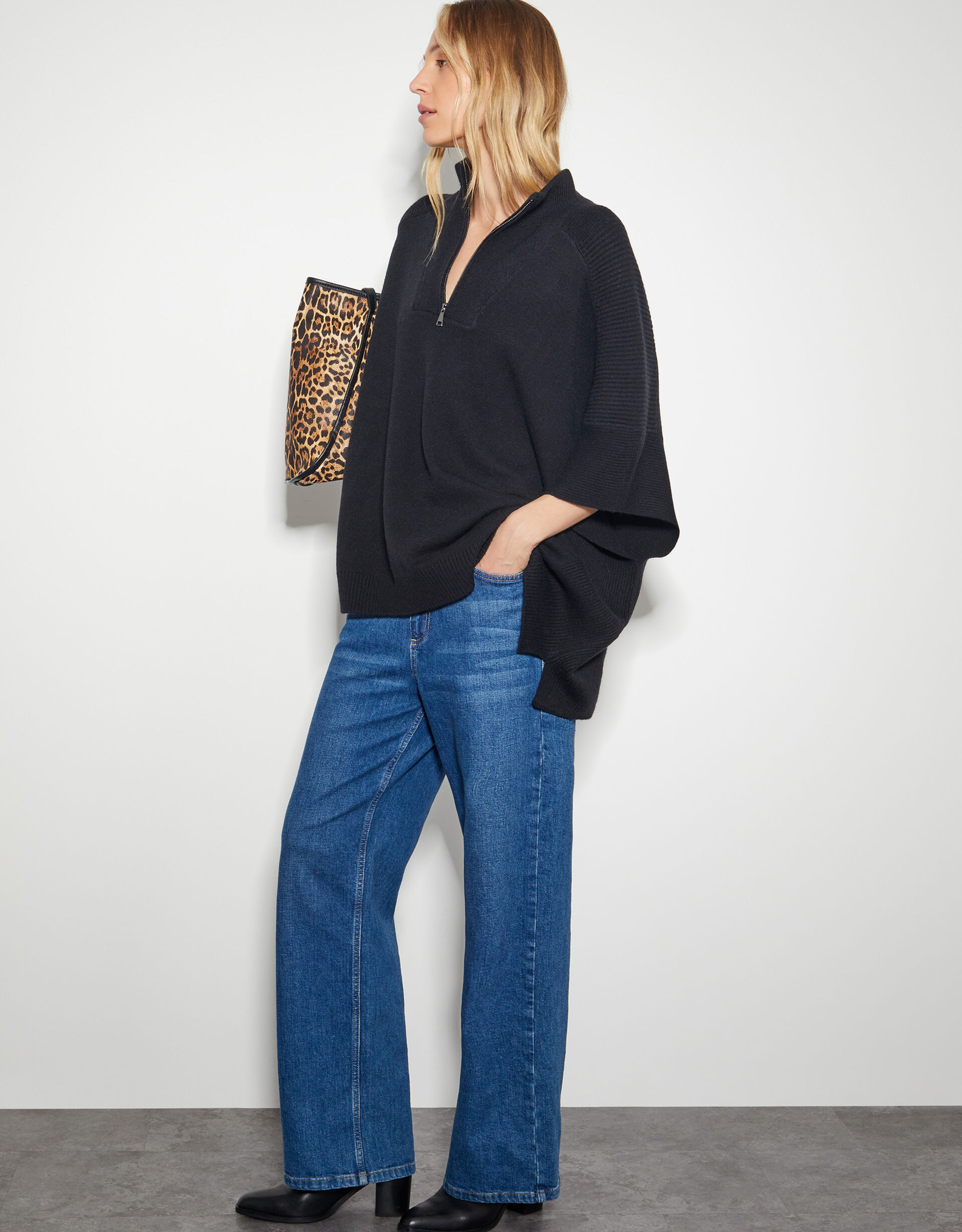 Half Zip Knit Poncho | Ponchos | Monsoon UK.