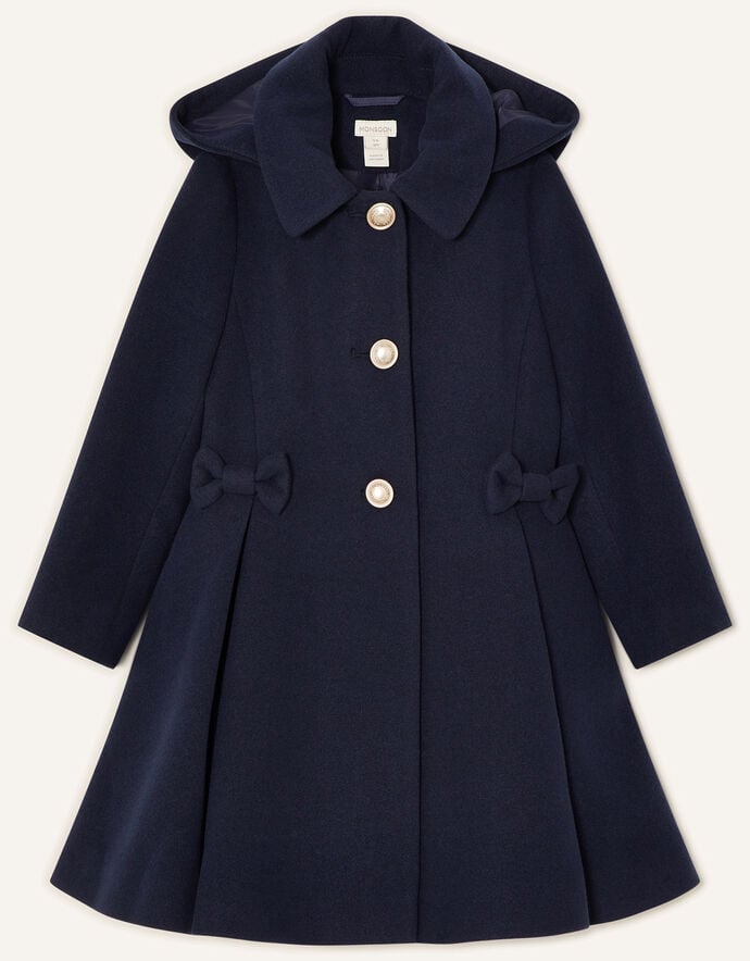 Back to School Hooded Coat Navy Blue | Girls' Coats & Jackets | Monsoon UK.
