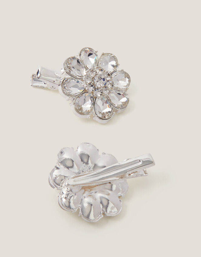2-Pack Gem Flower Hair Clips Silver | Accessories | Monsoon UK.