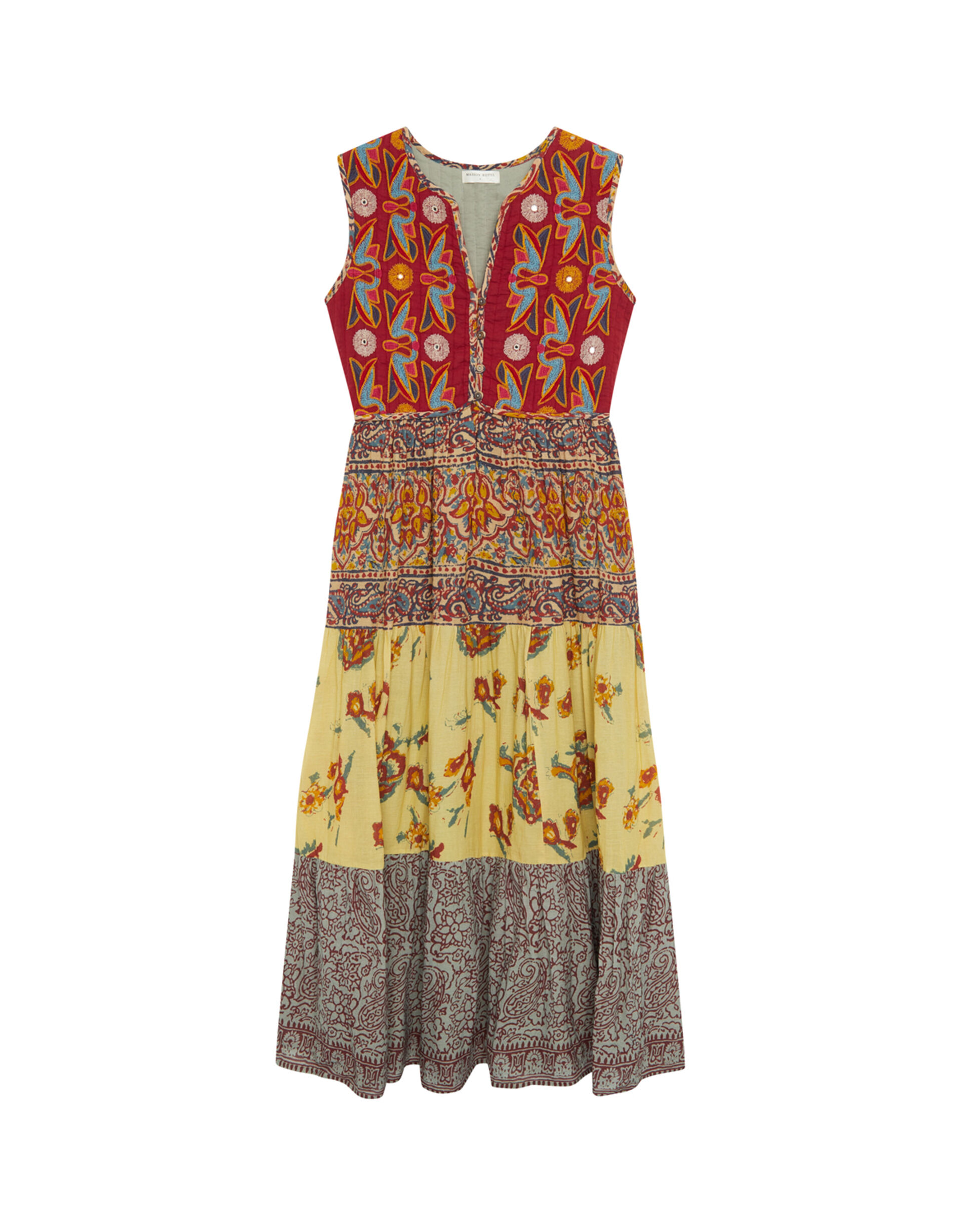 Maison Hotel Eugenie Mixed Print Maxi Dress Multi