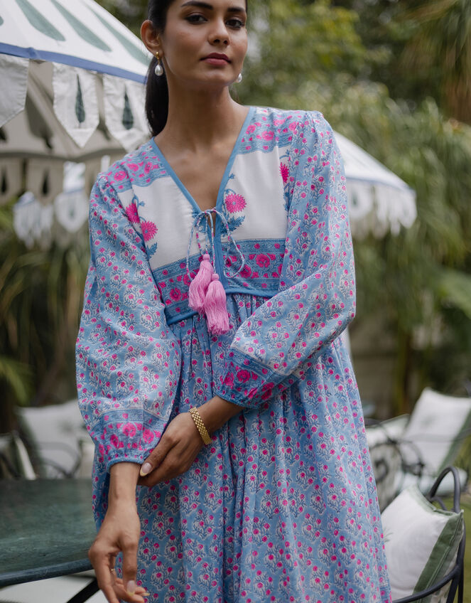 Dilli Grey Jackie Floral Tunic Midi Dress Blue