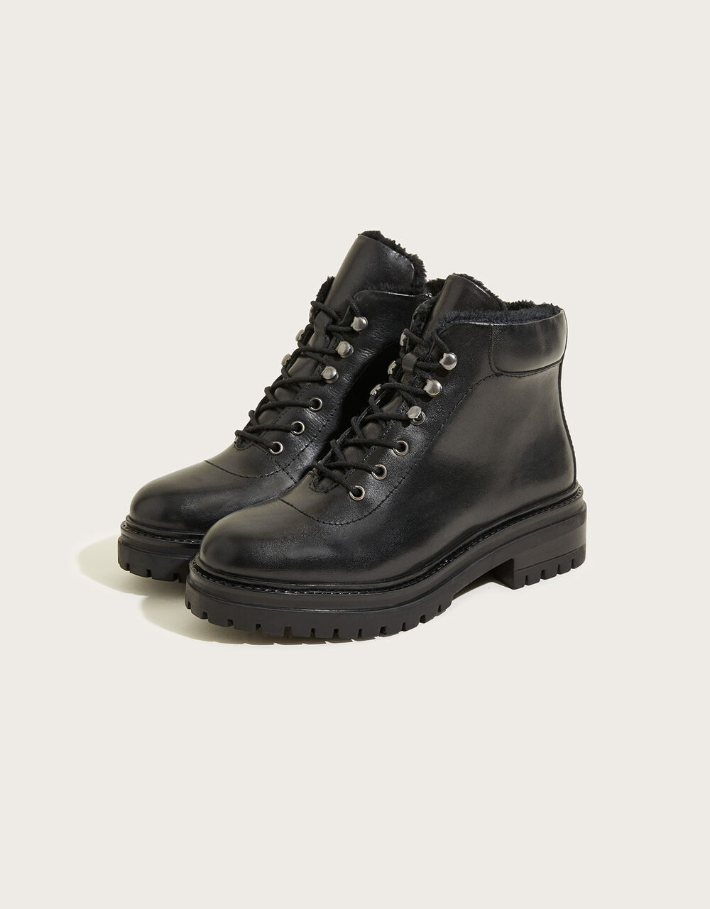 Leather Walking Boots Black | Women's Shoes | Monsoon UK.