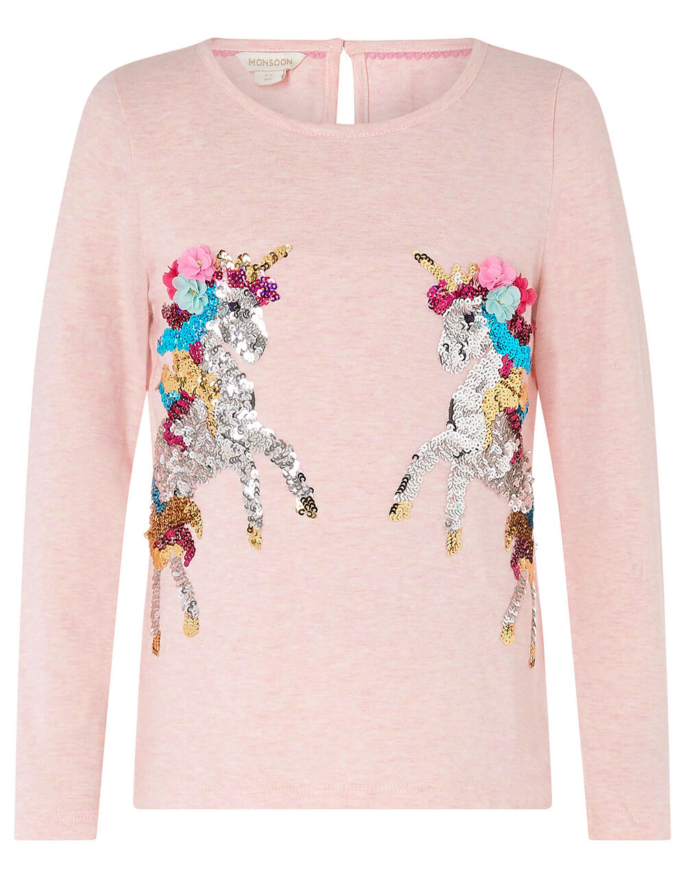 Sequin Unicorn Top In Organic Cotton Pink Girls Tops And T Shirts