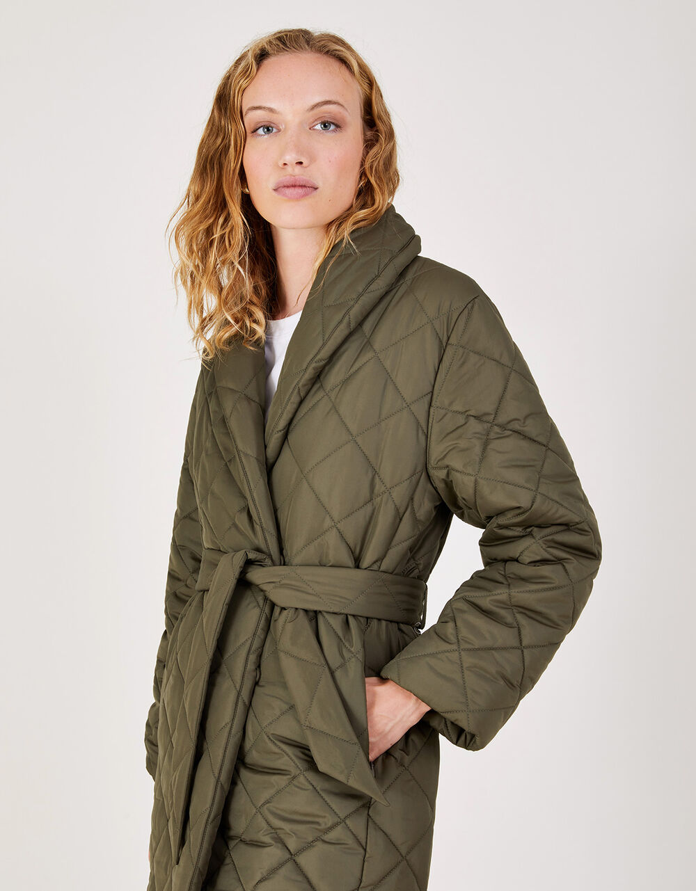 Penelope Belted Quilted Coat with Recycled Polyester Brown | Coats & Jackets | Monsoon UK.