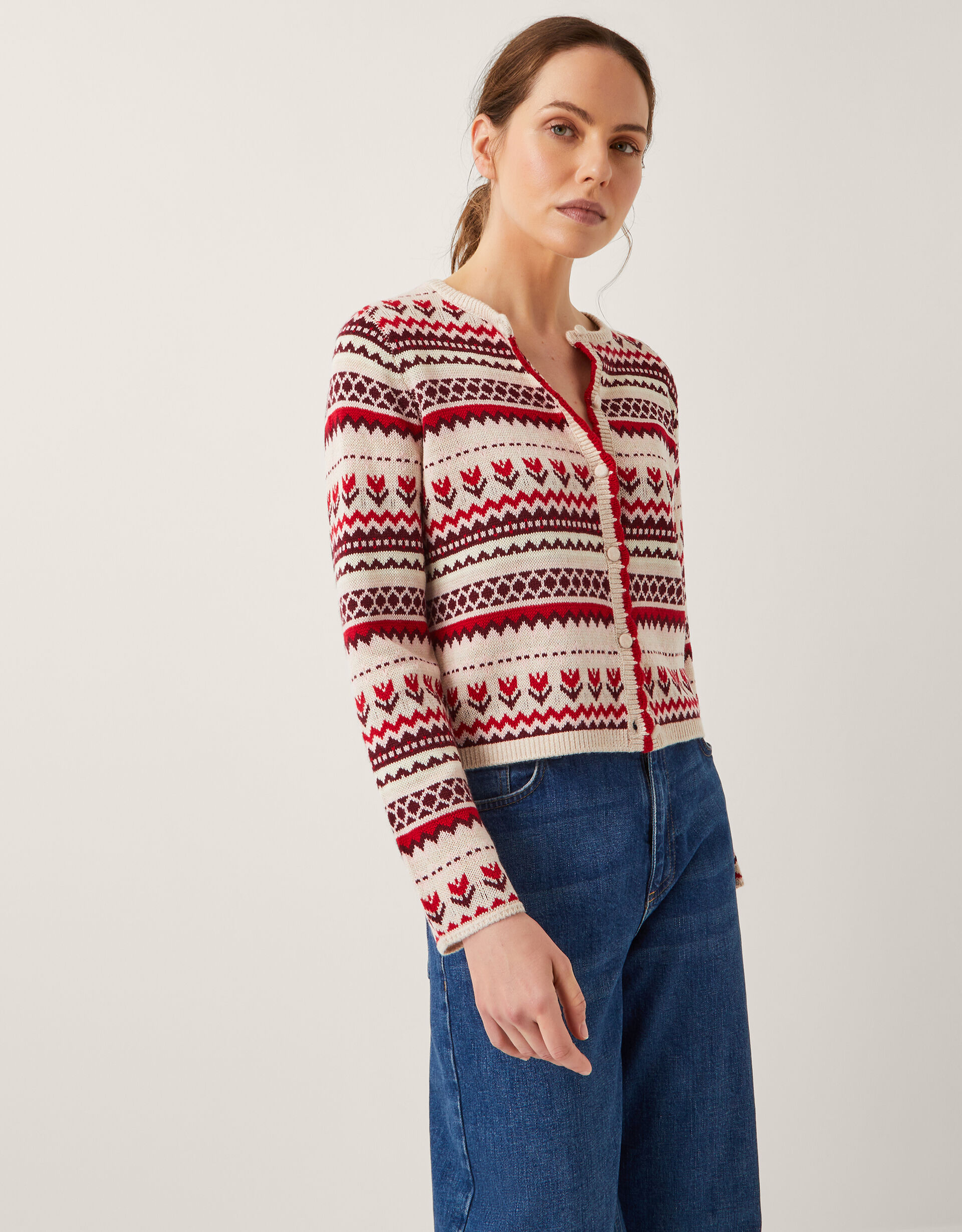 Juno Floral Fair Isle Cardigan Ivory | Cardigans | Monsoon UK.
