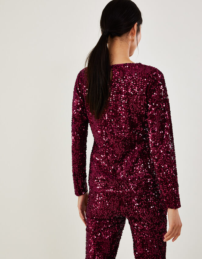Daisy Velvet Sequin Top Red | Blouses & Shirts | Monsoon UK.