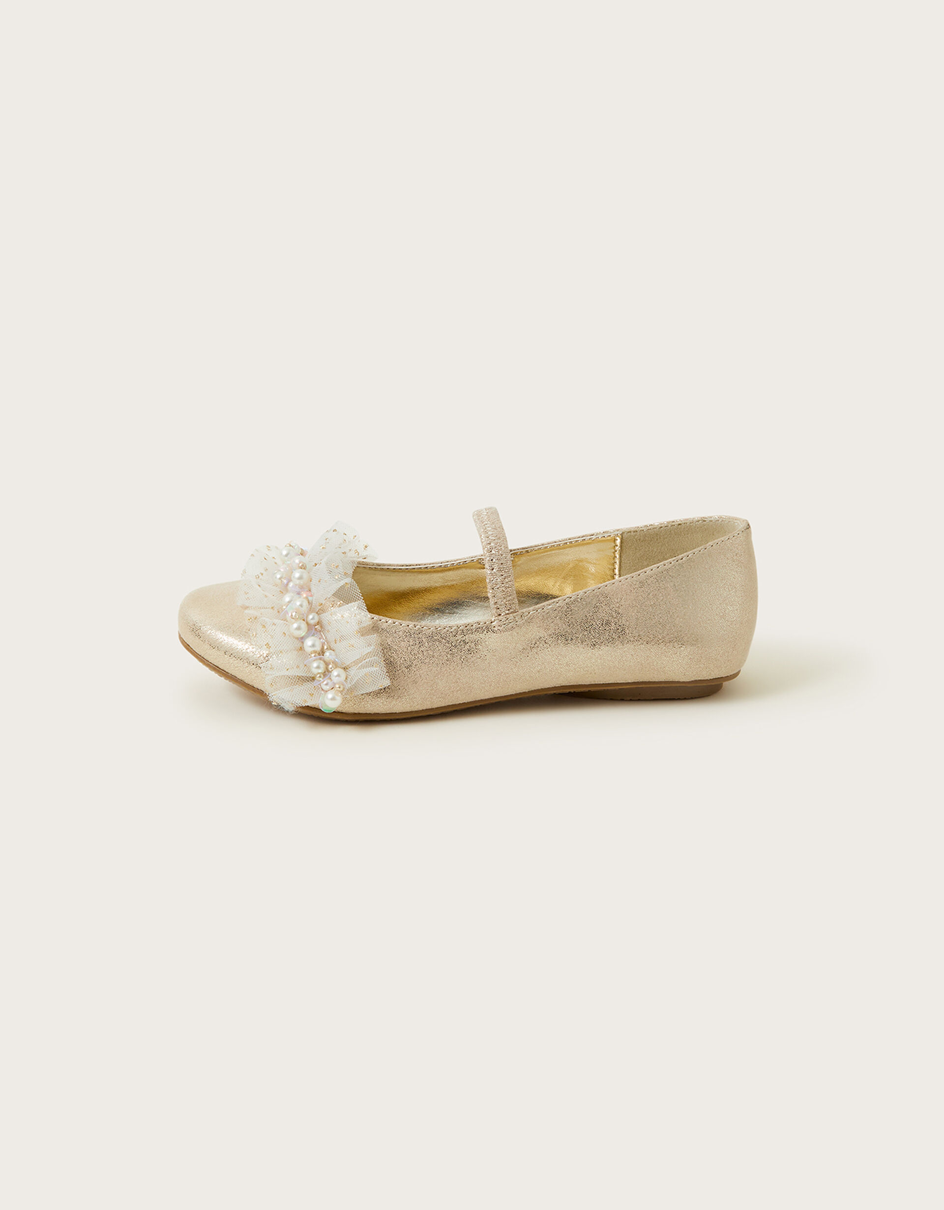 Land of Wonder Beaded Ballet Flats Gold | Girls' Flat Shoes | Monsoon UK.