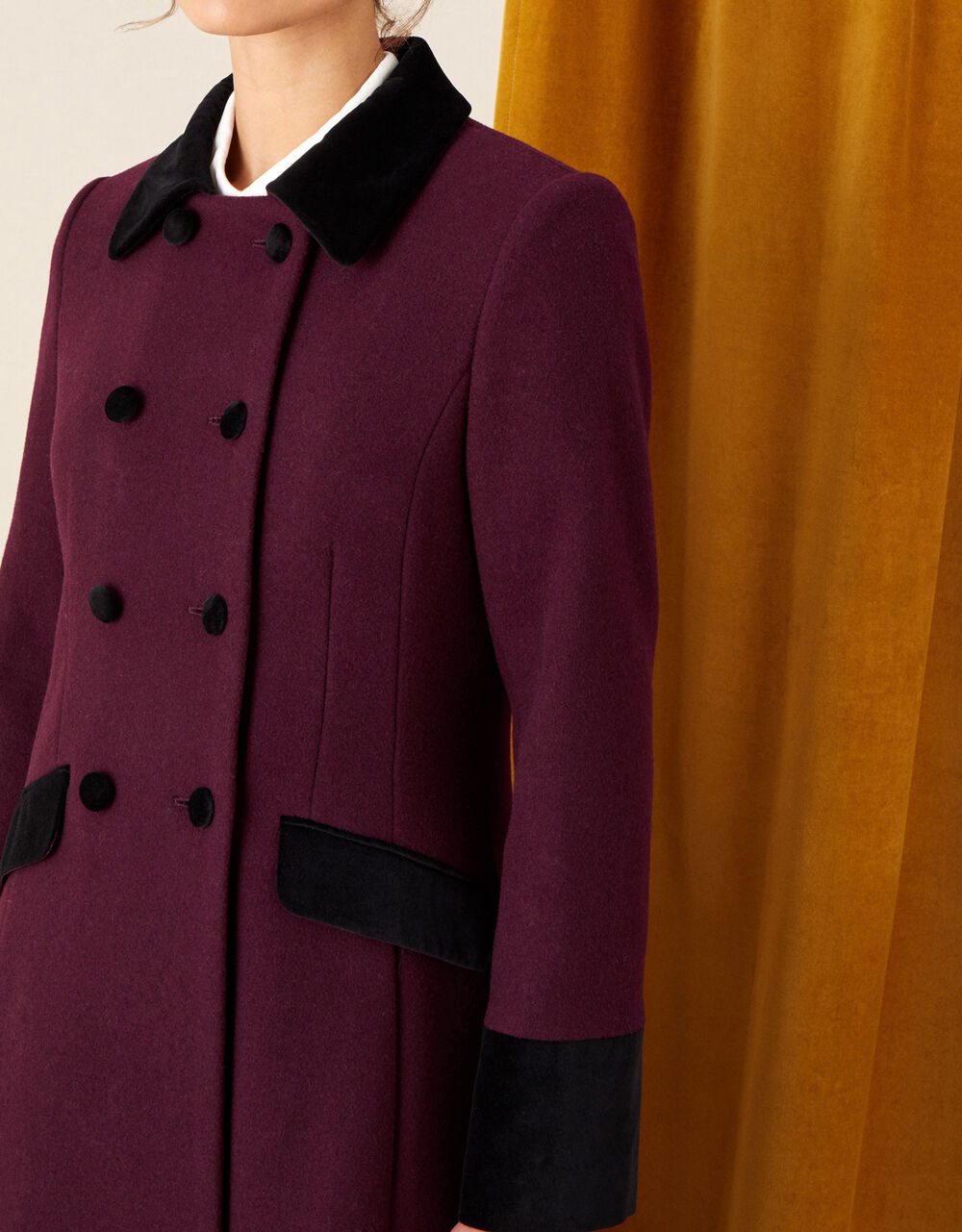 Velvet Trim Skirted Coat | Women's Coats | Monsoon UK.