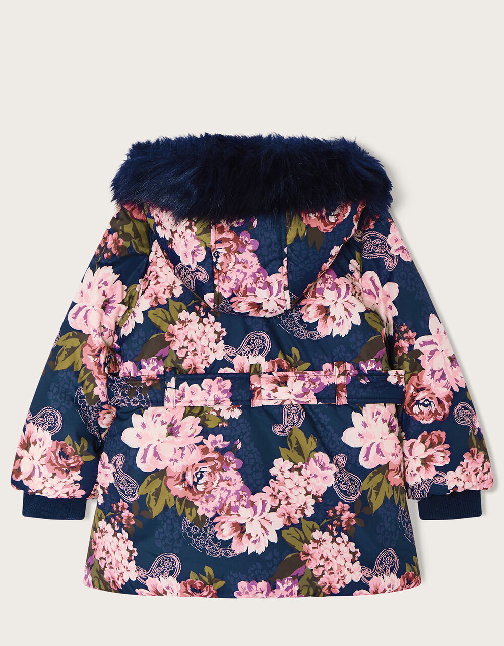 Muted Floral Padded Coat Blue | Girls' Coats & Jackets | Monsoon UK.