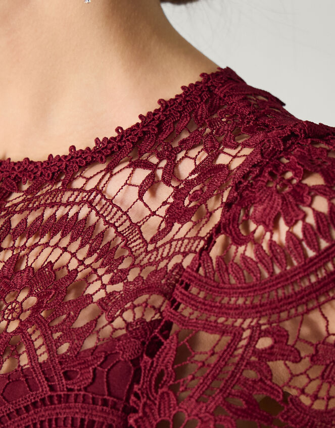 Monica Lace Midi Bridesmaid Dress Red | Evening Dresses | Monsoon UK.