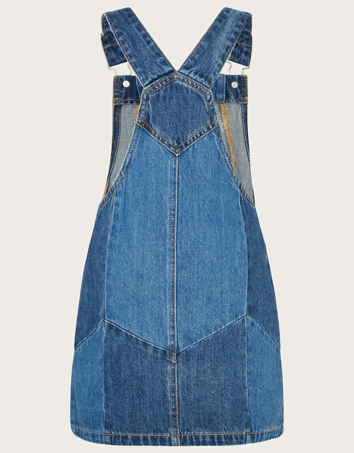 Gemstone Embellished Denim Pinny Dress Blue