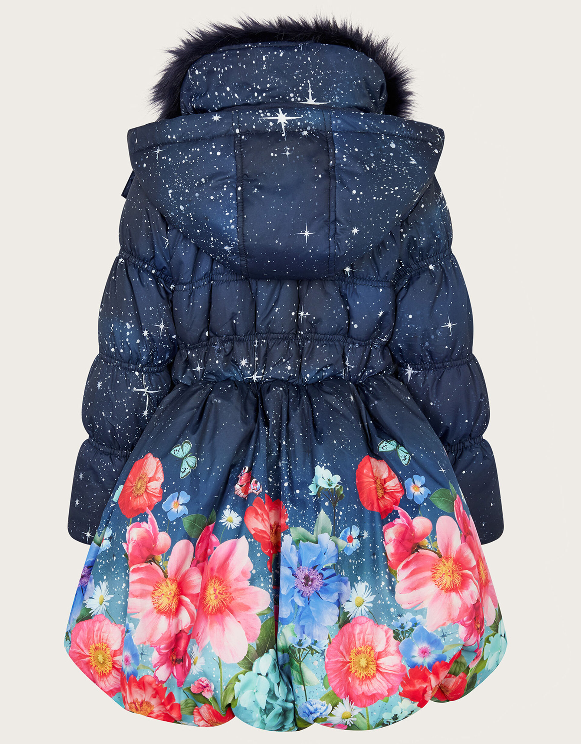 Hooded Floral Print Puffer Coat Teal | Girls' Coats & Jackets | Monsoon UK.