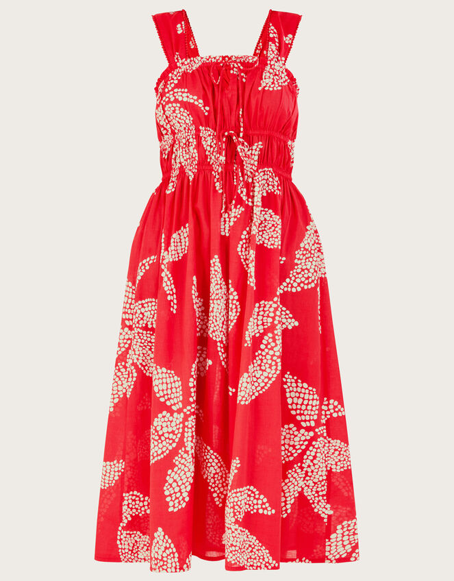 Palm Spot Print Midi Sundress Red