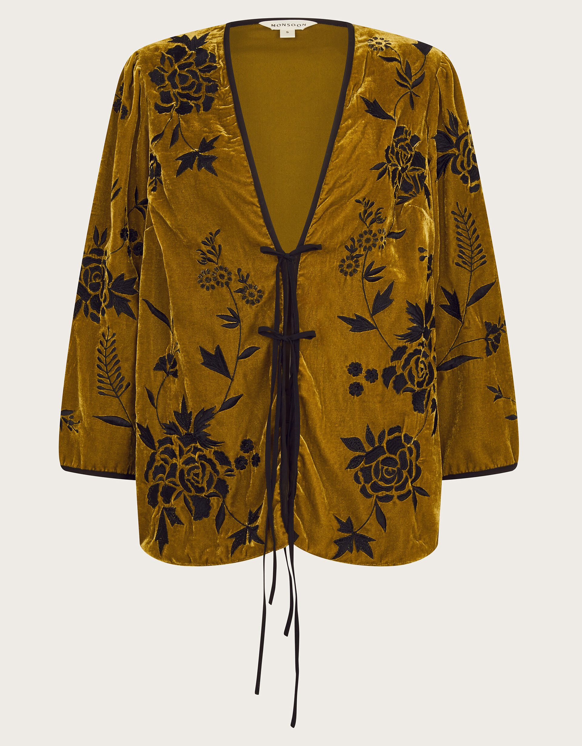 Jasmine Floral Velvet Tie Jacket Green