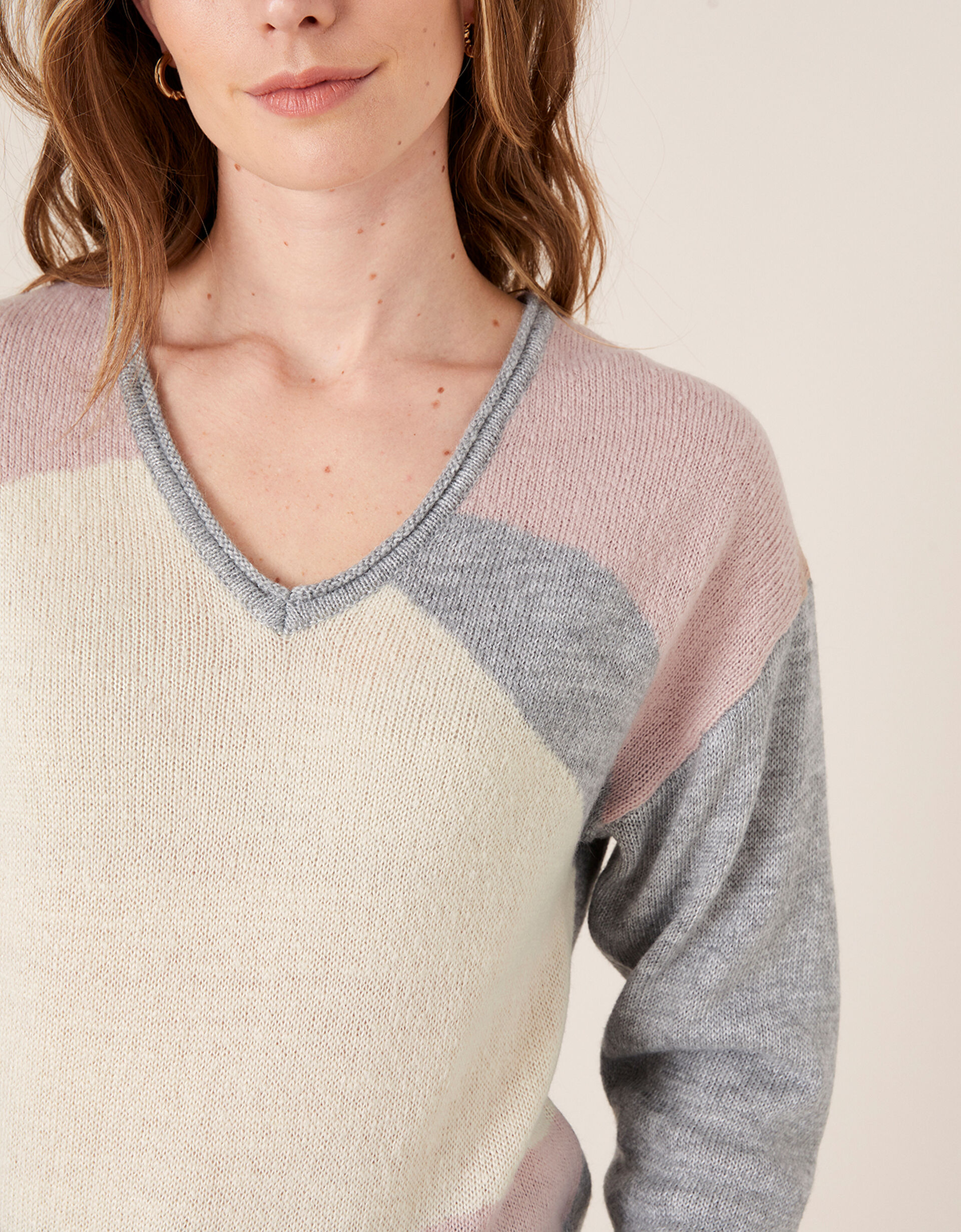 Colour-Block Jumper Grey | Jumpers | Monsoon UK.