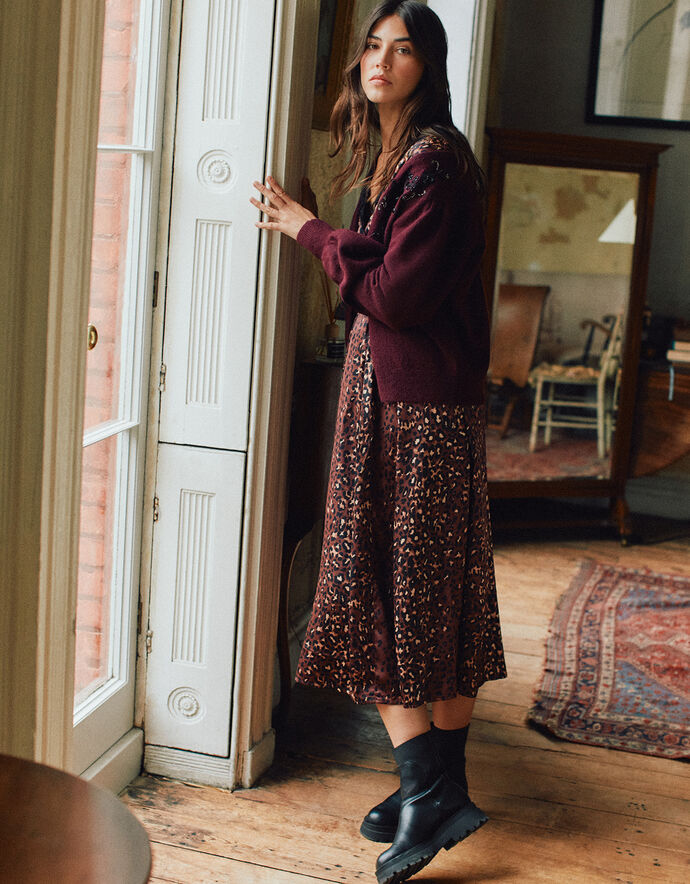 Embellished Cardigan with Recycled Polyester Red