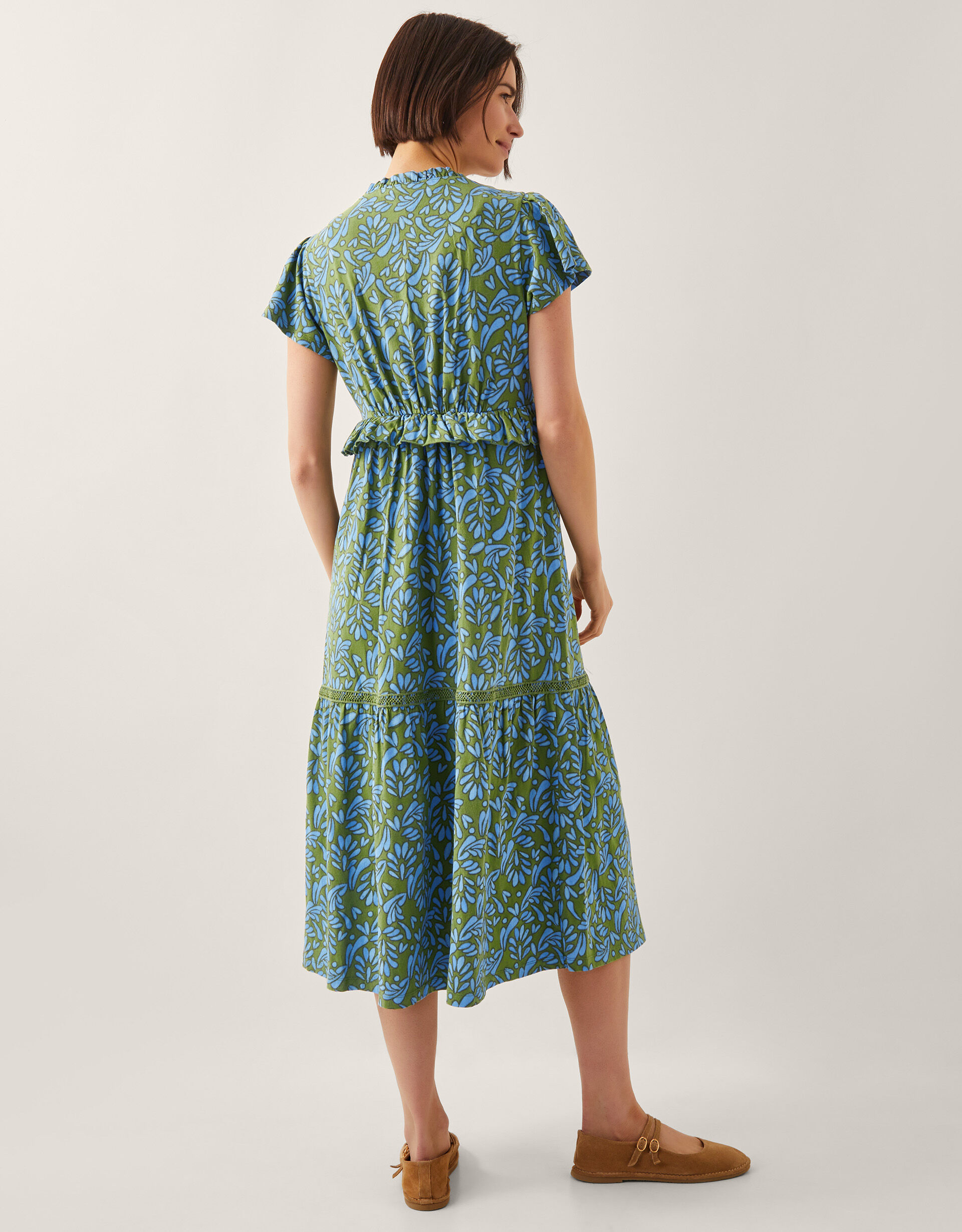 Bryony Print Jersey Midi Dress Green | Midi Dresses | Monsoon UK.