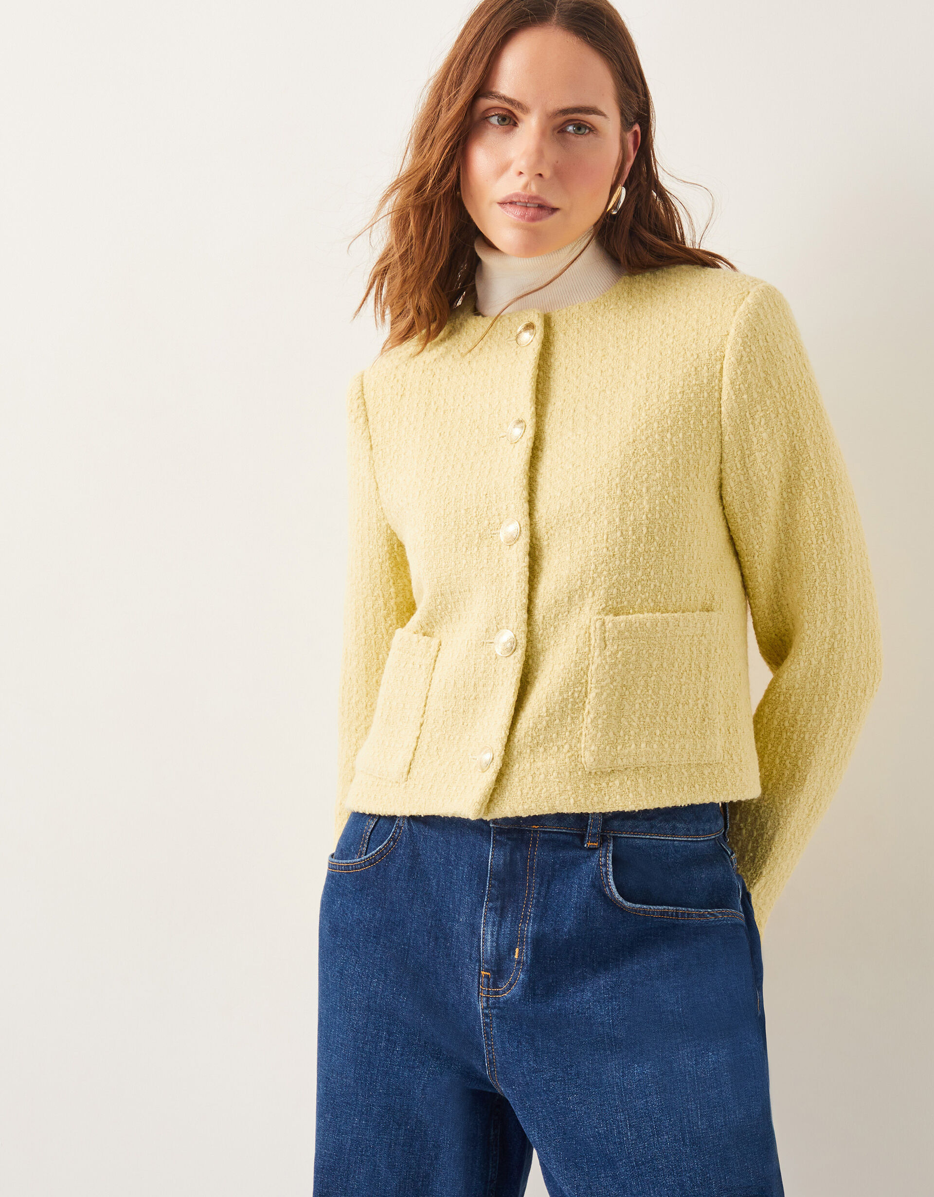 Maya Tweed Jacket Yellow | Women's Jackets | Monsoon UK.