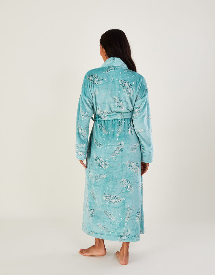 Feather Print Foil Dressing Gown Teal | Robes And Dressing Gowns ...
