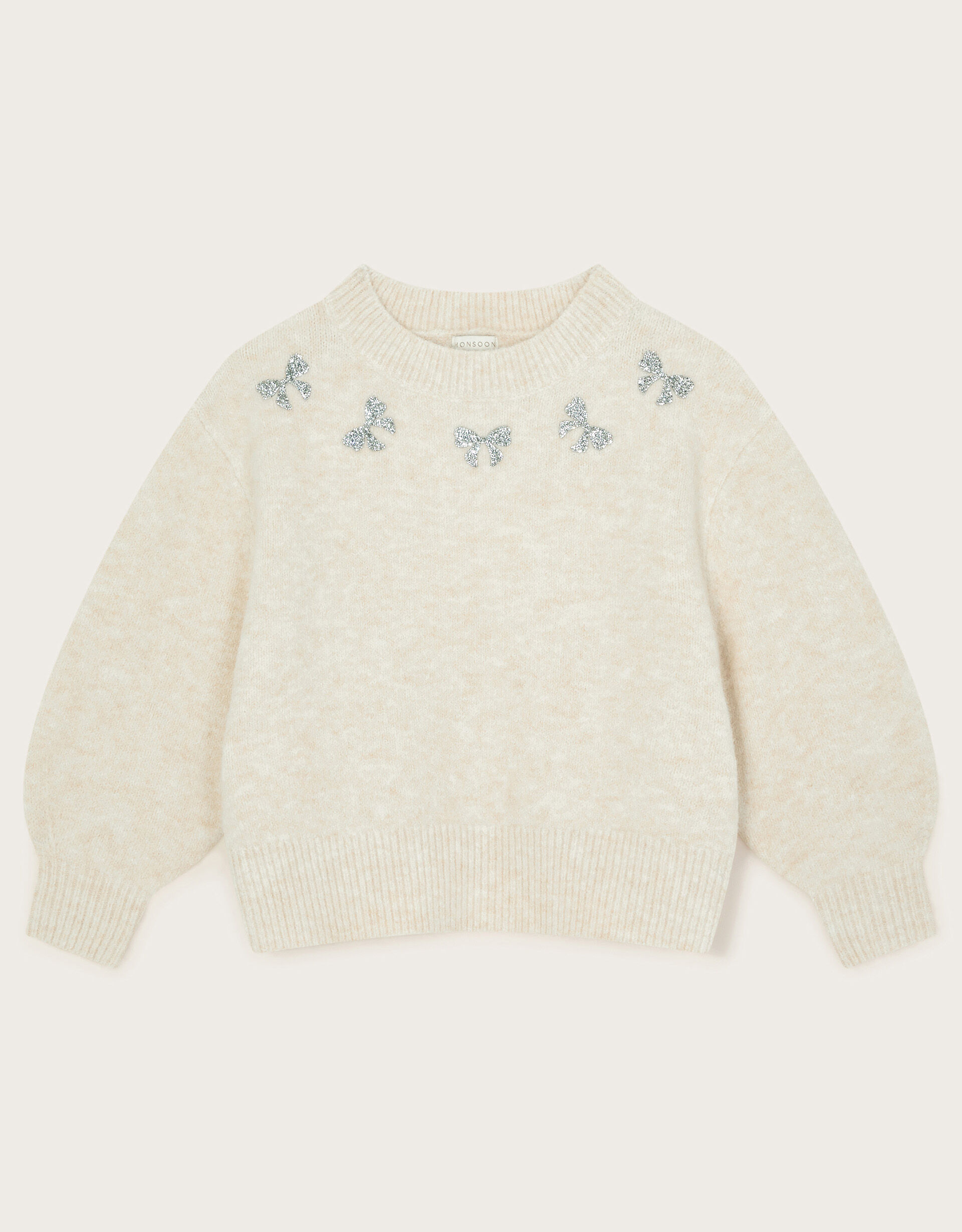 Sparkle Bow Jumper Camel | Girls' Cardigans | Monsoon UK.