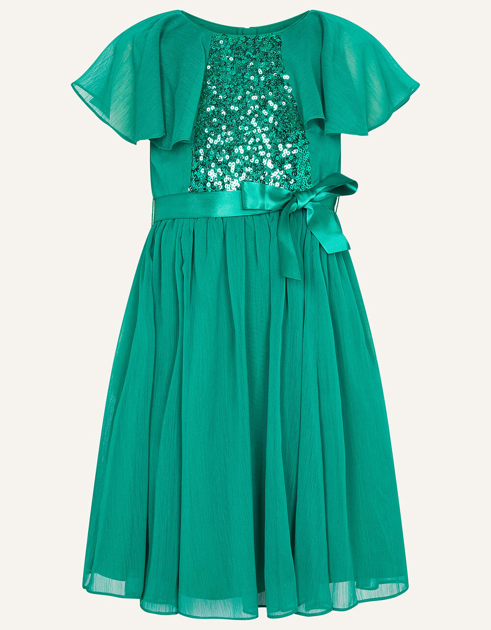 Sequin Cape Sleeve Dress Green | Monsoon UK Navigation Catalog ...