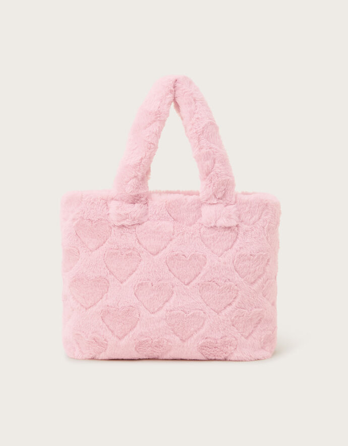 Heart Fluffy Faux Fur Tote Bag | Accessories | Monsoon UK.