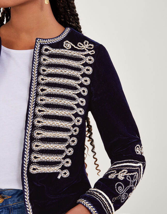 Maya Embroidery Military Jacket Blue | Women's Jackets | Monsoon UK.