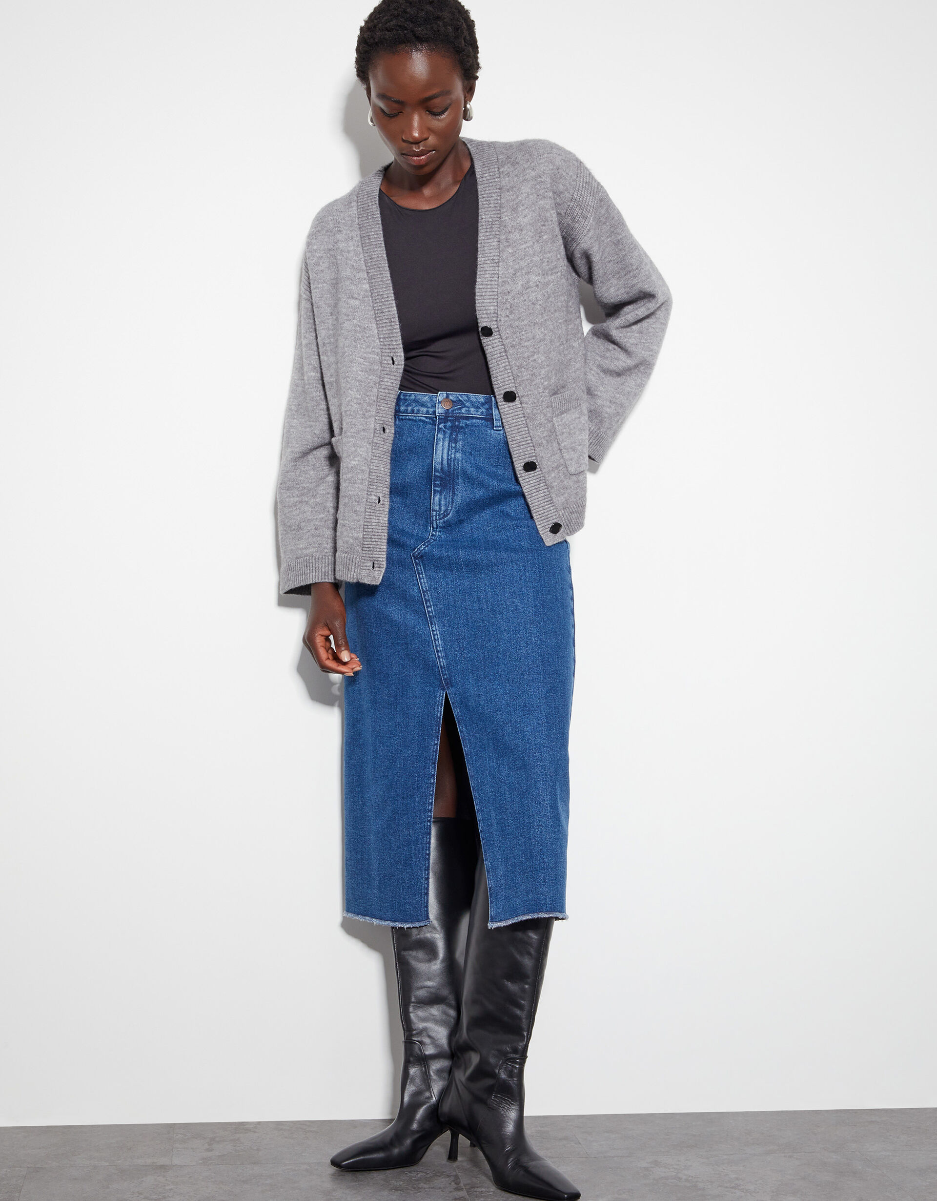 Vicki V-Neck Cardigan Grey | Cardigans | Monsoon UK.