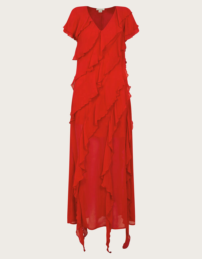 Renata Ruffle Maxi Dress Red | Evening Dresses | Monsoon UK.
