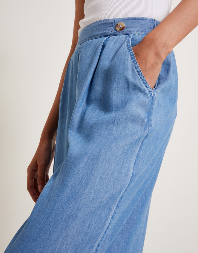 Peri Wide Leg Trousers Blue | Trousers & Leggings | Monsoon UK.