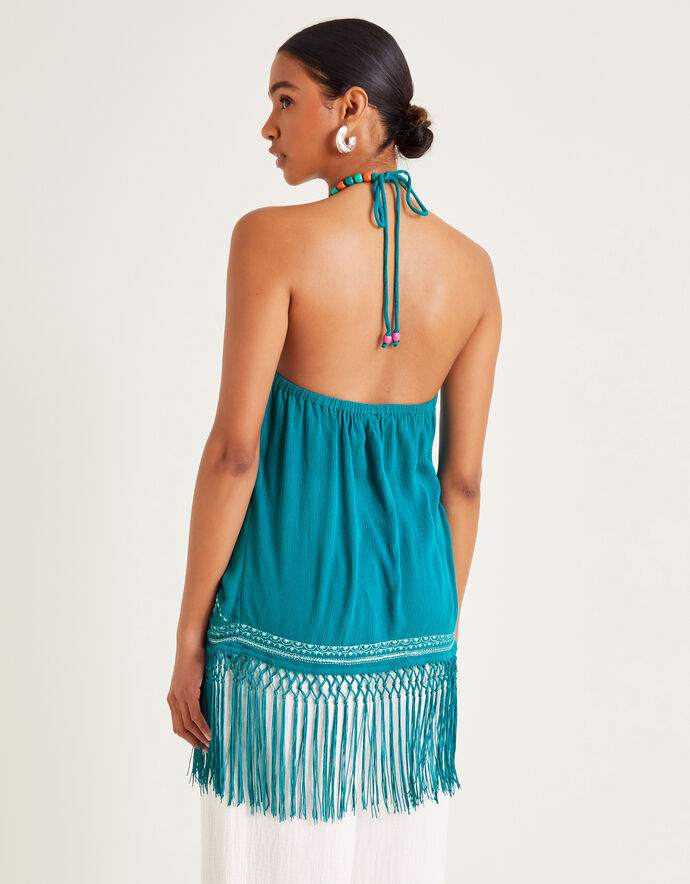 Liza Embellished Tassel Halter Top Teal | Vests, Camisoles And ...