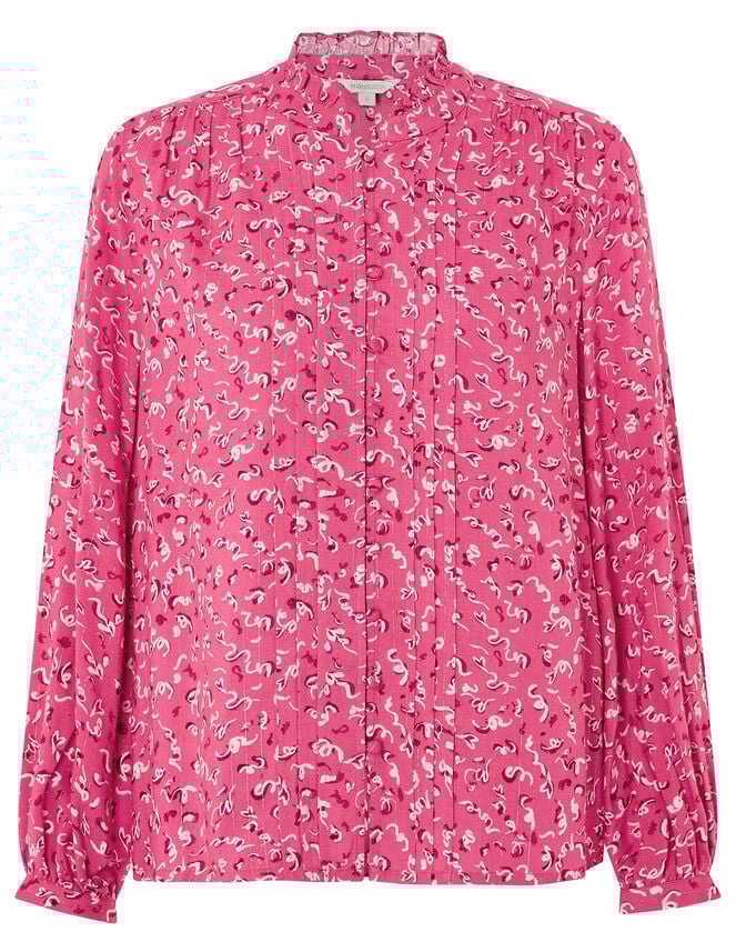 Squiggle Print Metallic Pinstripe Blouse Pink | Tops & T-shirts ...