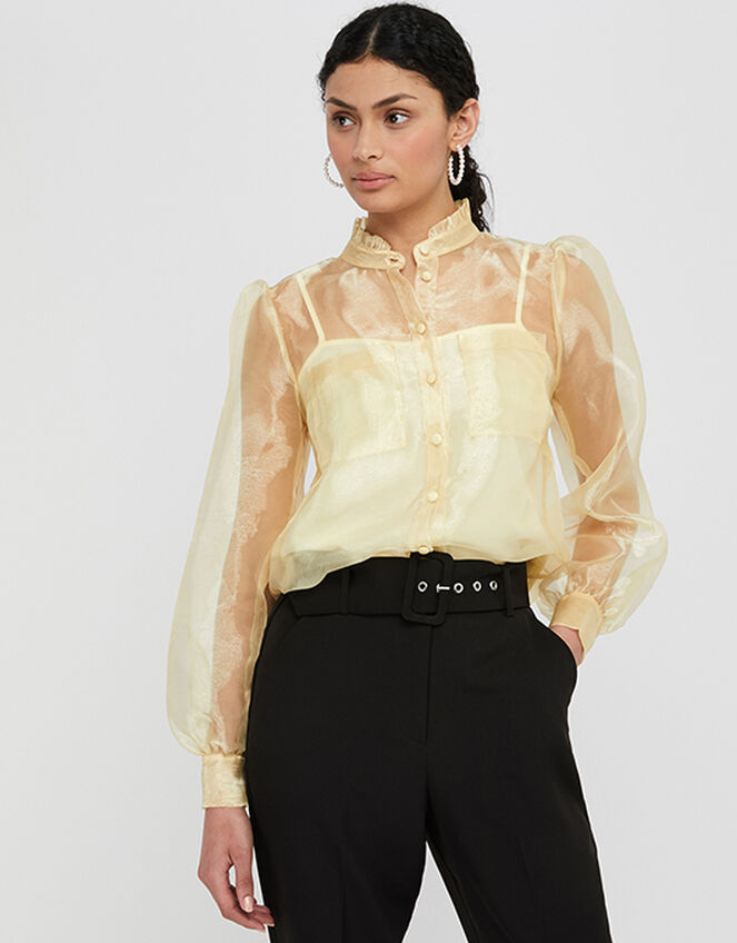 Olga Organza Buttoned Blouse Yellow | Blouses & Shirts | Monsoon UK.