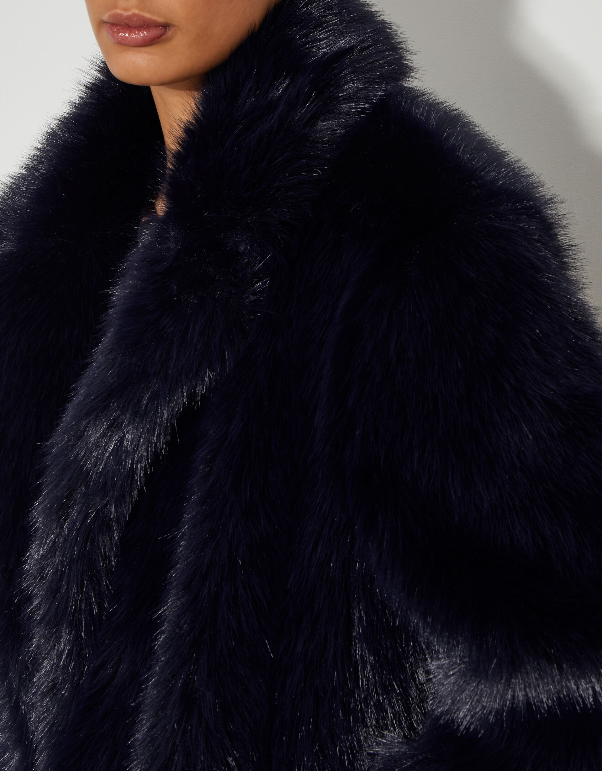 Camille Faux Fur Coat Blue | Women's Coats | Monsoon UK.