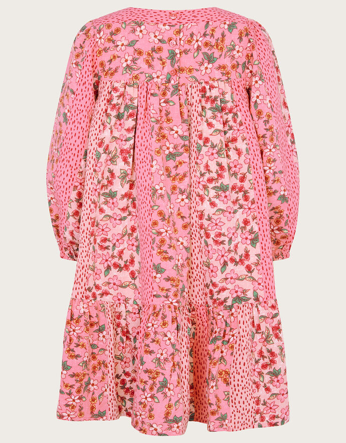 Patchwork Floral Print Dress Pink
