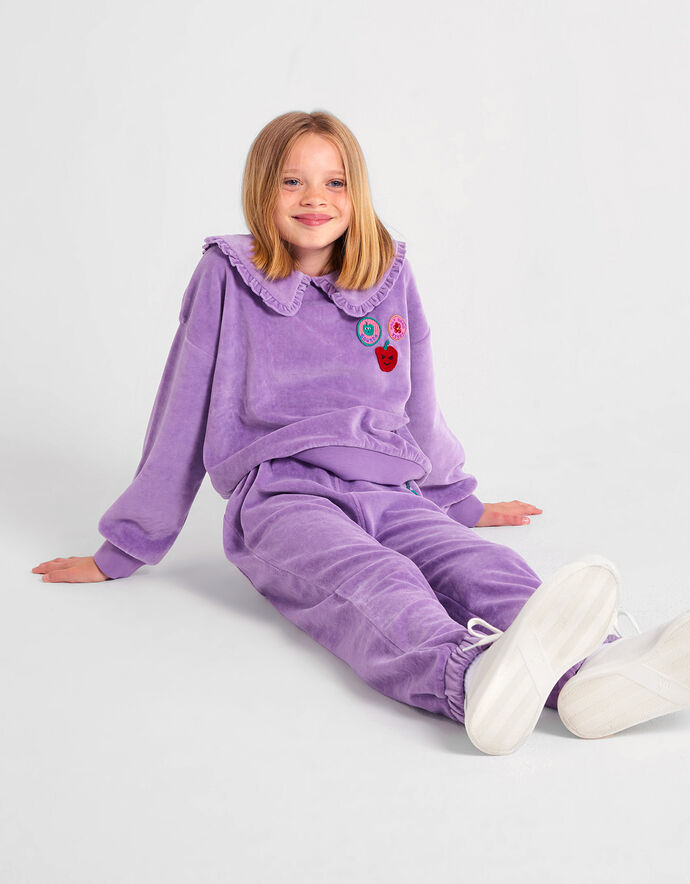 Velour Collar Top Purple | Girls' Tops & T-shirts | Monsoon UK.