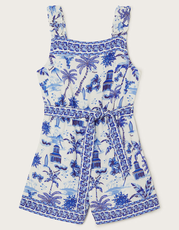 Holiday Print Playsuit Blue | Girls' Beach & Swimwear | Monsoon UK.
